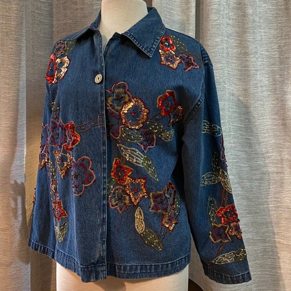 Tantrums | Jackets & Coats | Tantrums Vintage Denim Sequin Jean Jacket ...
